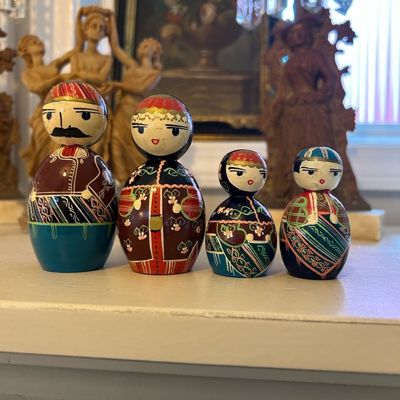 Vintage | Accents | Vintage Wooden Hand Painted Dolls Family Wood ...